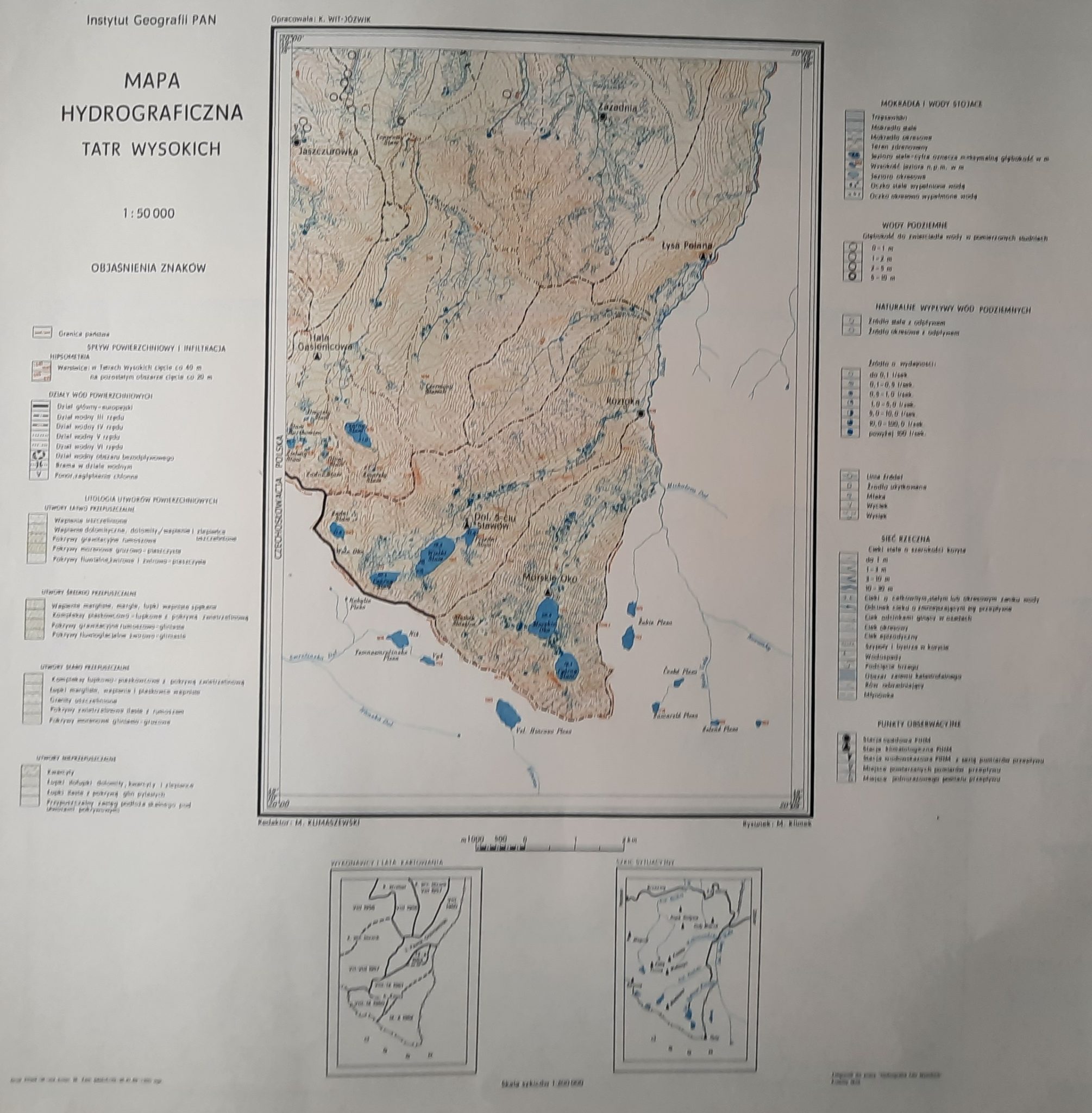 MAPA hydrograficzna Tatr Wysokich 1:50 000 | Antykwariat Filar