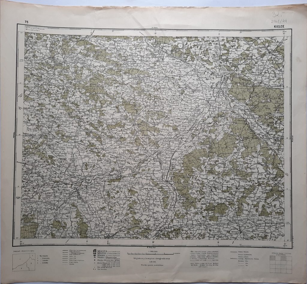KIELCE. Mapa w skali 1:300.000. | Antykwariat Filar