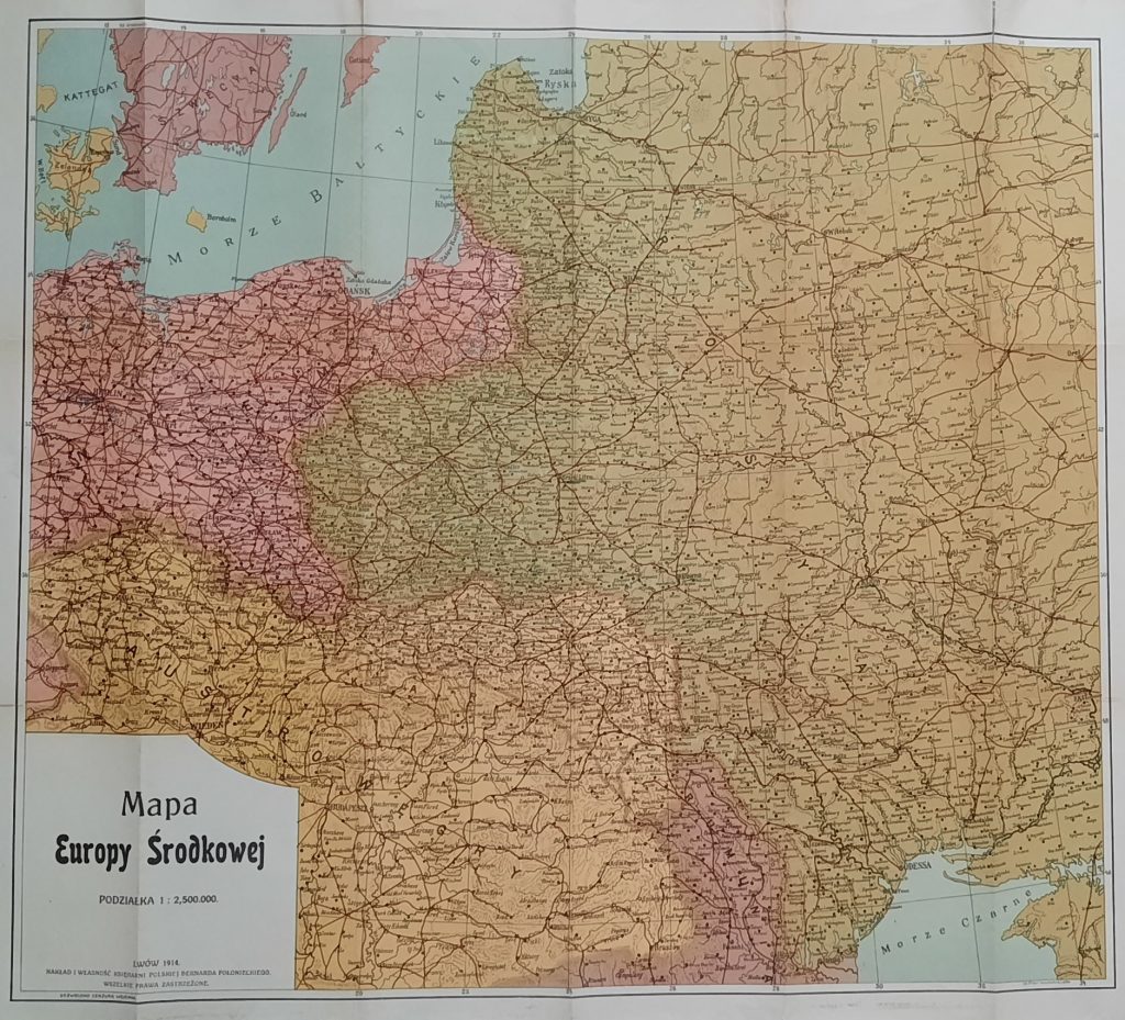 MAPA Europy Środkowej. Podziałka 1:2 500 000. | Antykwariat Filar
